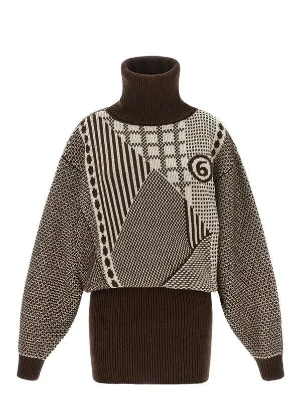 MAISON MARGIELA Numeric Signature Reversible Dress - Brown