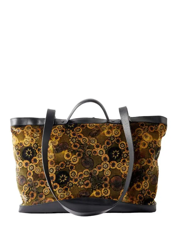 Dries Van Noten Carter Printed Velvet Tote - Brown