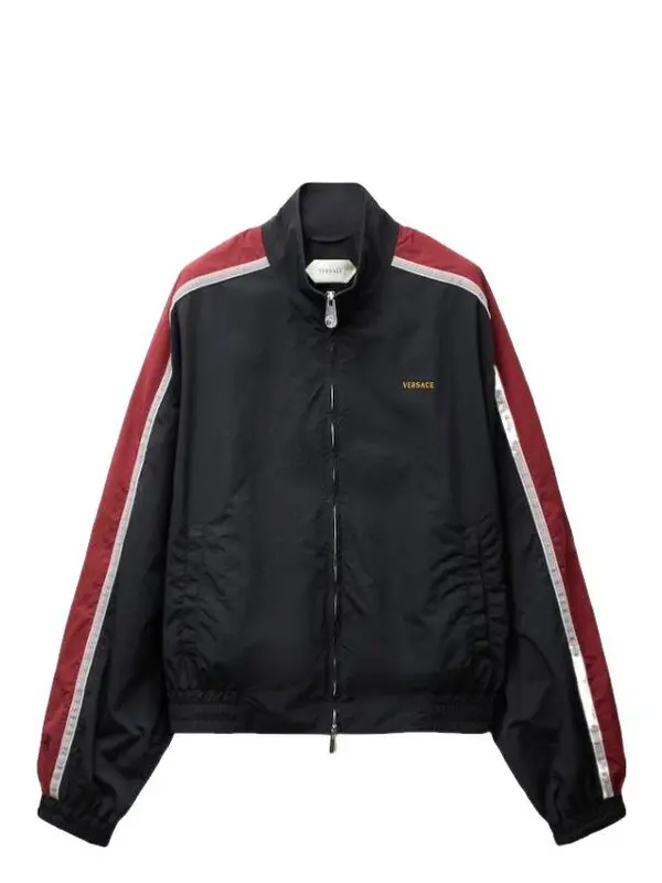 Versace Logo Embroidered Blouson Jacket - Black