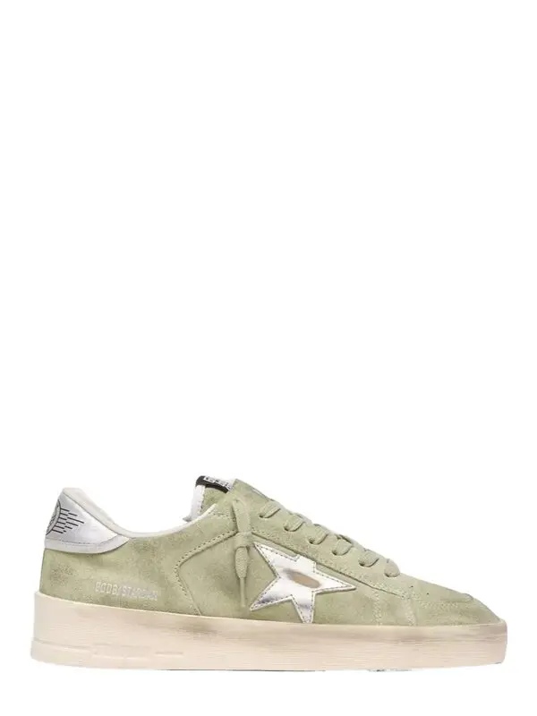 GOLDEN GOOSE Stardan Suede And Laminated Leather Sneakers - Sage Green