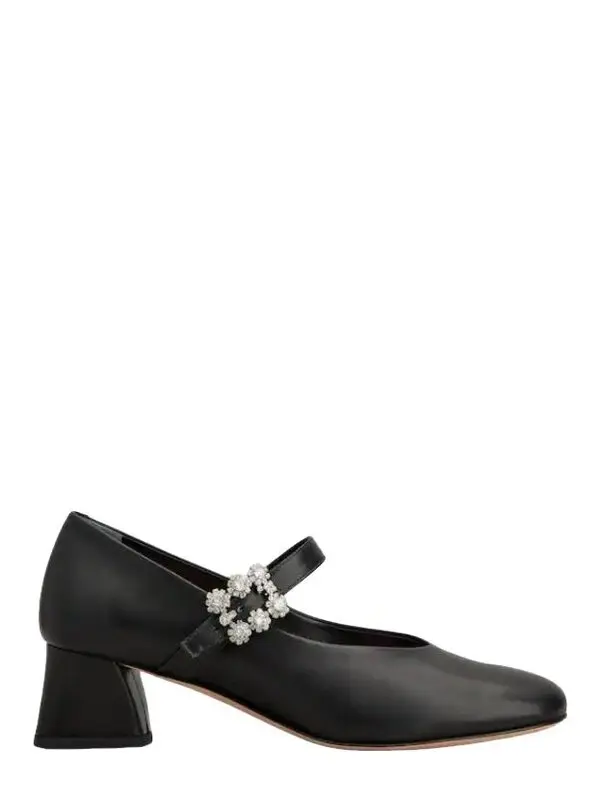 ROGER VIVIER Efflorescence Leather Mary Jane Pumps - Black