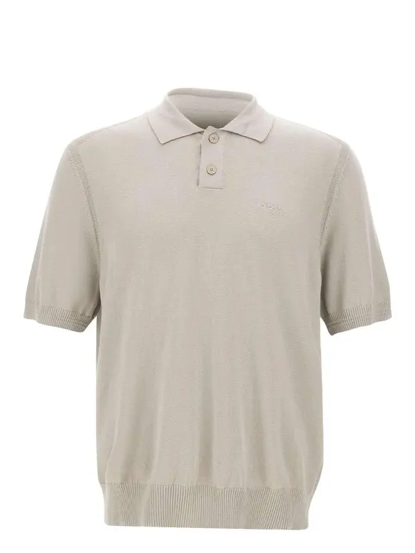 Hugo Boss Asac Regular Fit Knit Polo Shirt - Grey