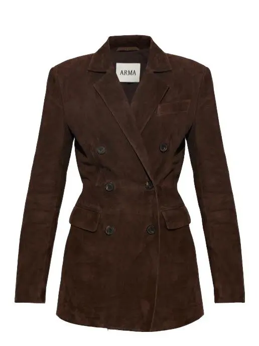 ARMA Long Sleeve Leather Blazer - Brown