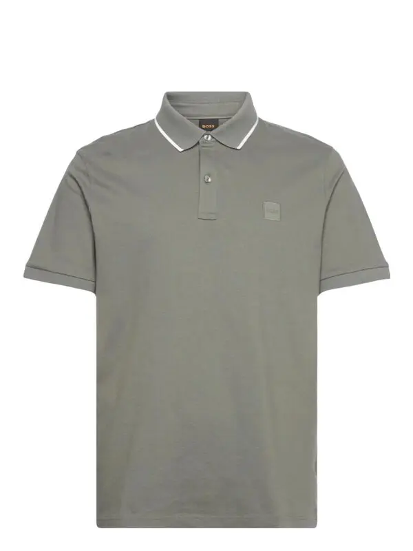 Hugo Boss Contrast Trim Logo Patch Polo Shirt - Grey