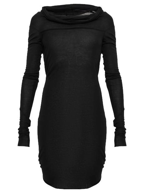 Rick Owens Long Sleeve High Neck Dress - Black
