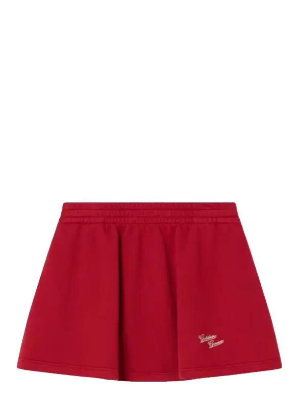 GOLDEN GOOSE Elastic Waist Midi Skirt With Logo Embellishment - Red