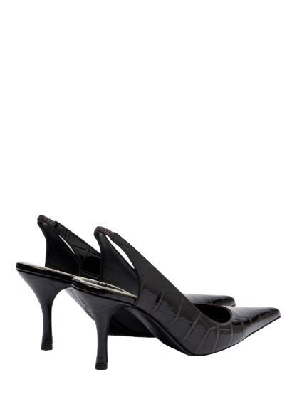 Magda Butrym Croc-effect Leather Slingback Pumps - Black