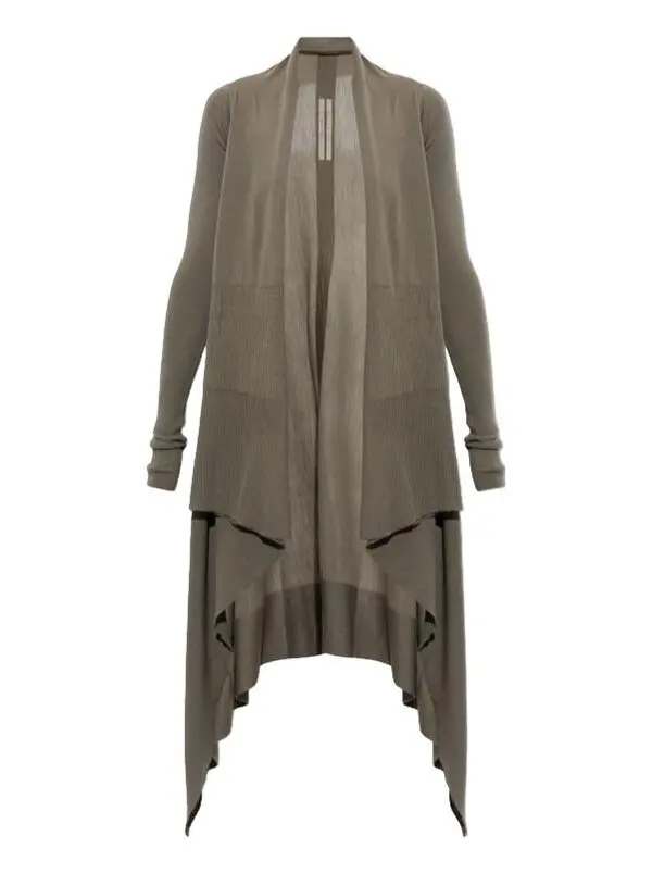 Rick Owens Long Sleeve Knit Cardigan With Asymmetrical Hem - Green