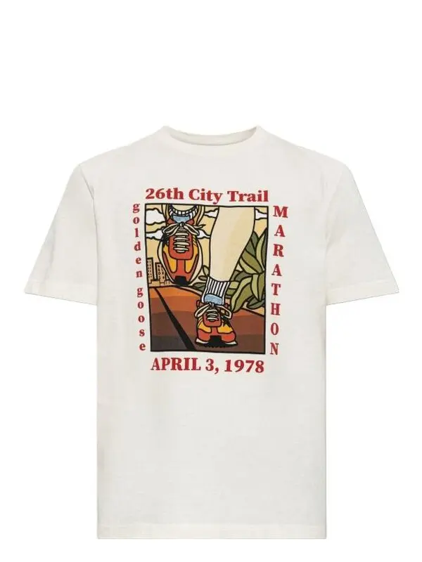 GOLDEN GOOSE Marathon Print T-shirt - Cream