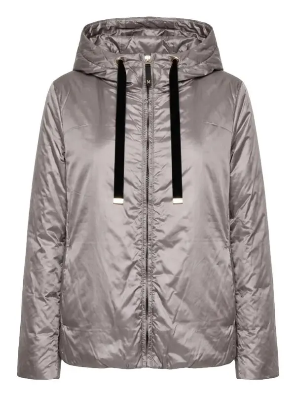 Max Mara Long-sleeved Padded Jacket With Drawstring Hood - Gray