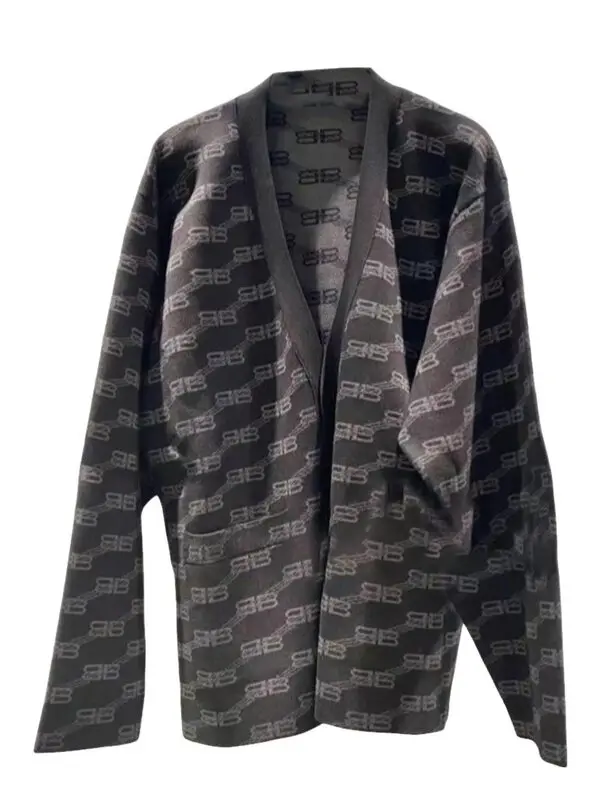 Balenciaga Long-sleeved Knitted Cardigan - Black