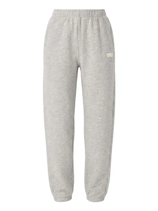 American Vintage Elastic Waist Sports Pants With Cuffed Hems - White