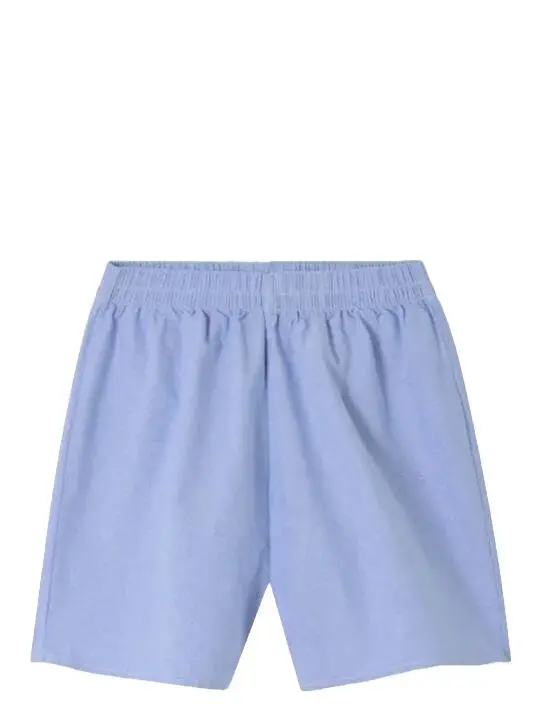 American Vintage Elasticated Cotton Mini Shorts With Lace Trim - Blue
