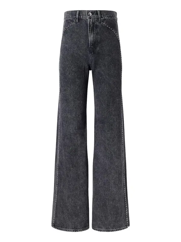Veronica Beard Grant Studded High-rise Wide-leg Jeans - Black