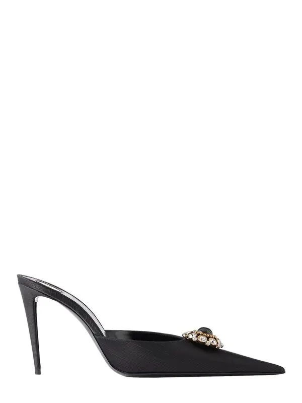 Saint Laurent Cosmo 95 Crystal-embellished Faille Pumps - Black