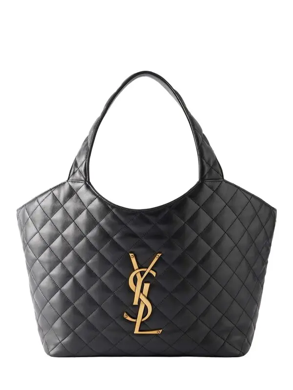 Saint Laurent Icare Medium Quilted Leather Tote - Black