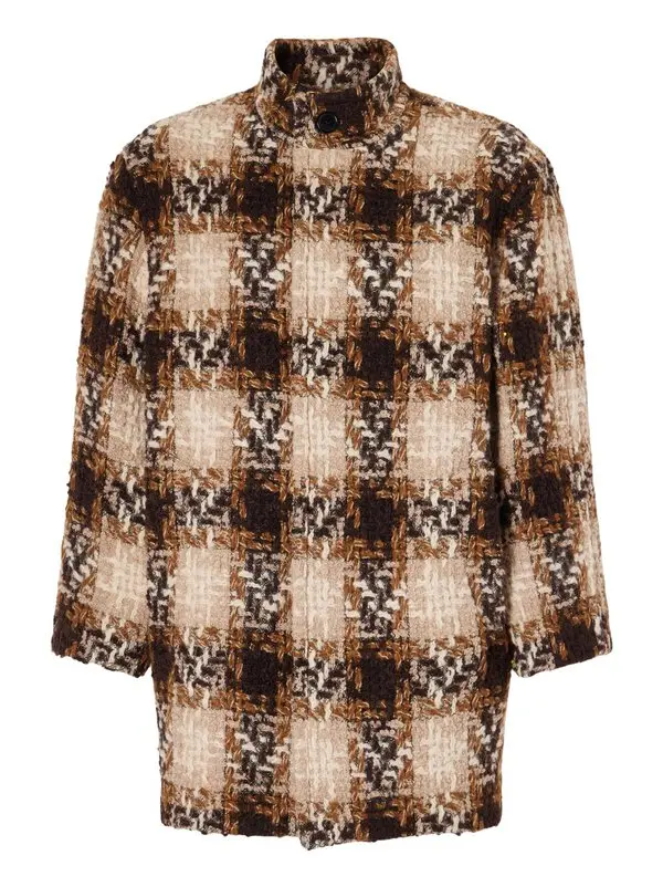 Saint Laurent Checked Wool-blend Tweed Jacket - Brown