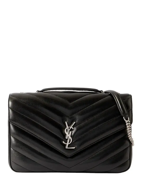 Saint Laurent Loulou Large Matelassé Leather Shoulder Bag - Black