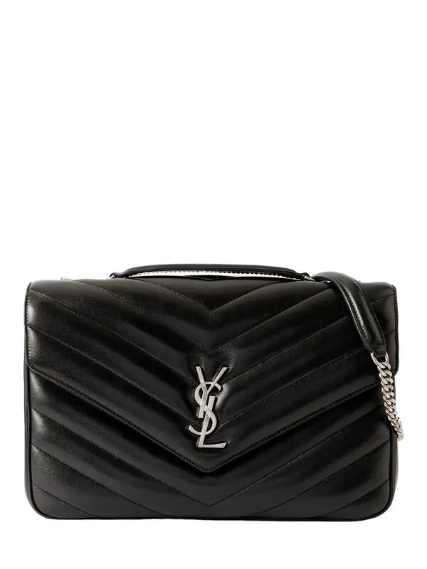 Saint Laurent Loulou Large Matelassé Leather Shoulder Bag - Black