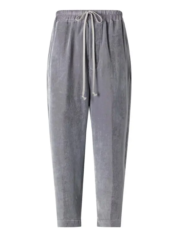 Rick Owens Cropped Velvet Tapered Pants - Gray