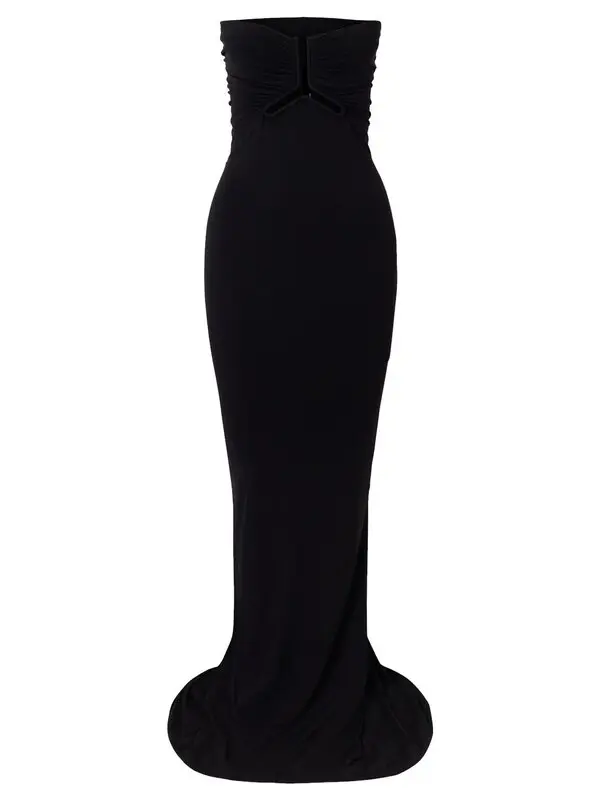 Rick Owens Allanah Strapless Draped Jersey Maxi Dress - Black