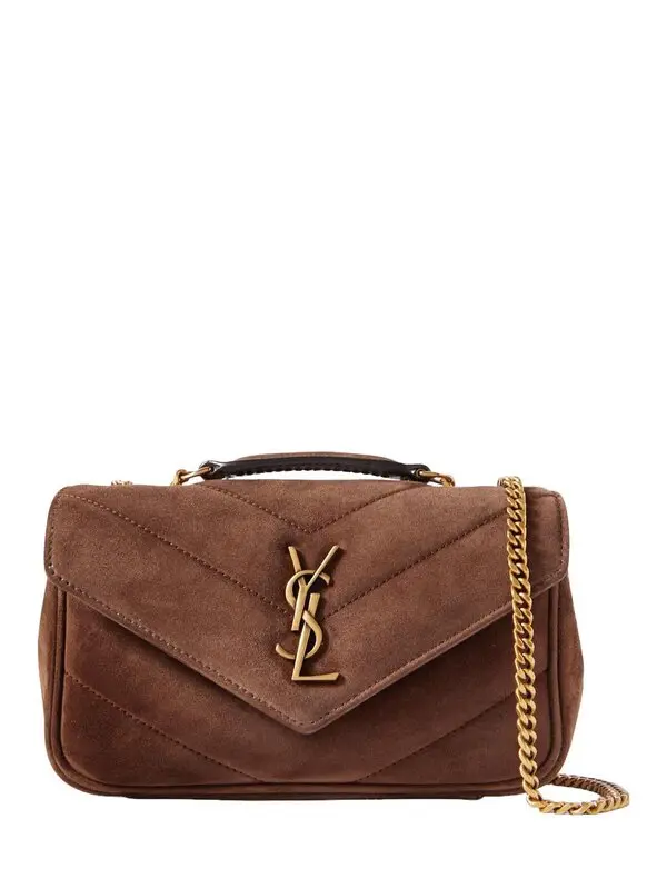 Saint Laurent Loulou Mini Matelassé Shoulder Bag - Brown