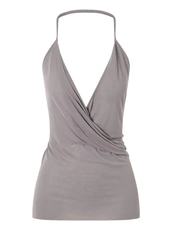 Rick Owens Draped Jersey Halter Neck Tank - Gray