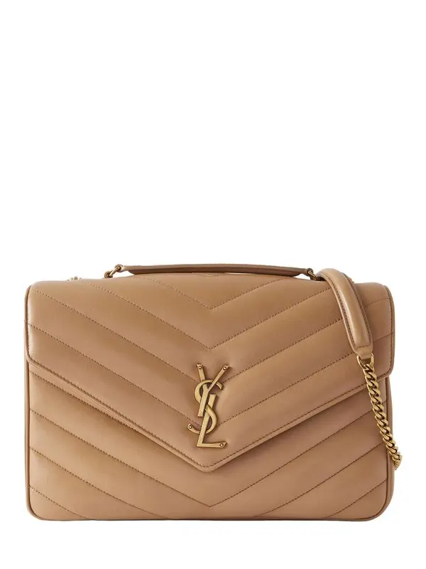 Saint Laurent Loulou Large Matelassé Shoulder Bag - Tan