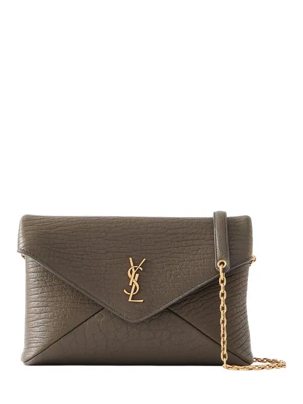 Saint Laurent Cassandre Textured-leather Shoulder Bag - Brown