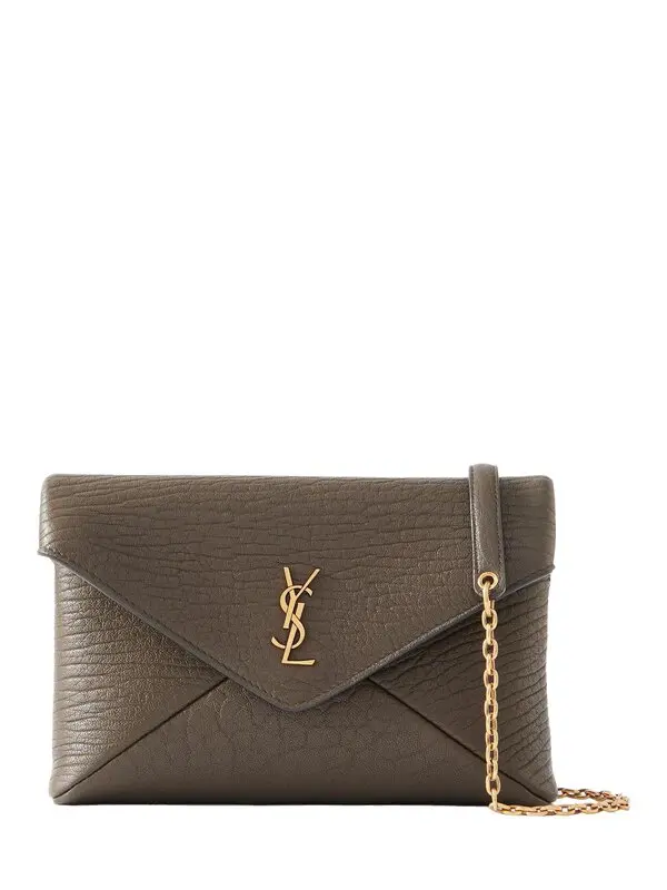 Saint Laurent Cassandre Textured-leather Shoulder Bag - Brown