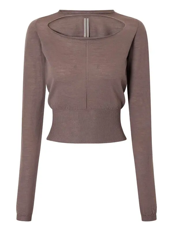 Rick Owens Cropped Cut-out Virgin Wool Sweater - Grape