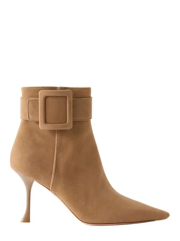 ROGER VIVIER Viv Ville 85 Suede Ankle Boots - Tan