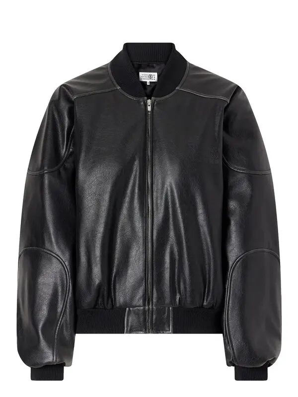 MAISON MARGIELA Leather-effect Bomber Jacket - Black