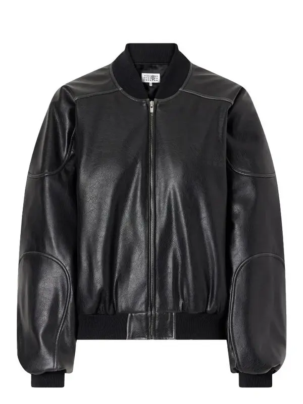 MAISON MARGIELA Leather-effect Bomber Jacket - Black