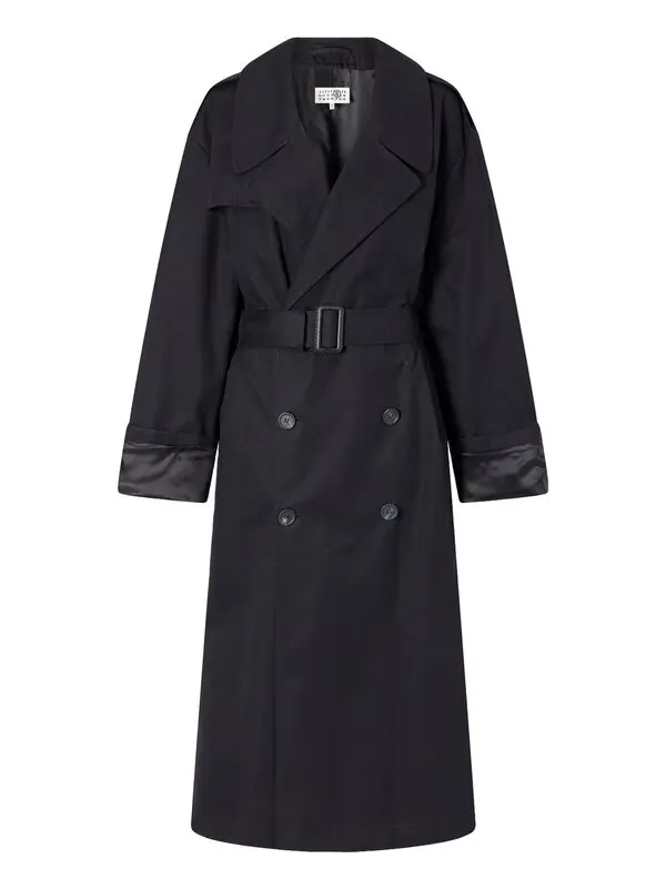 MAISON MARGIELA Cotton Gabardine Trench Coat - Black