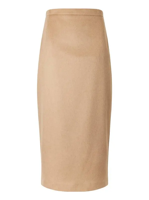 Max Mara Wool Pencil Midi Skirt - Camel