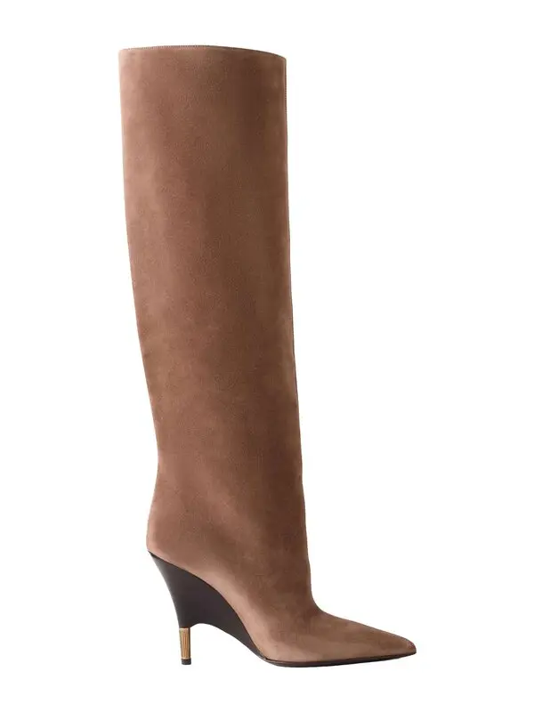 Khaite Bella Suede Knee-high Boots - Beige