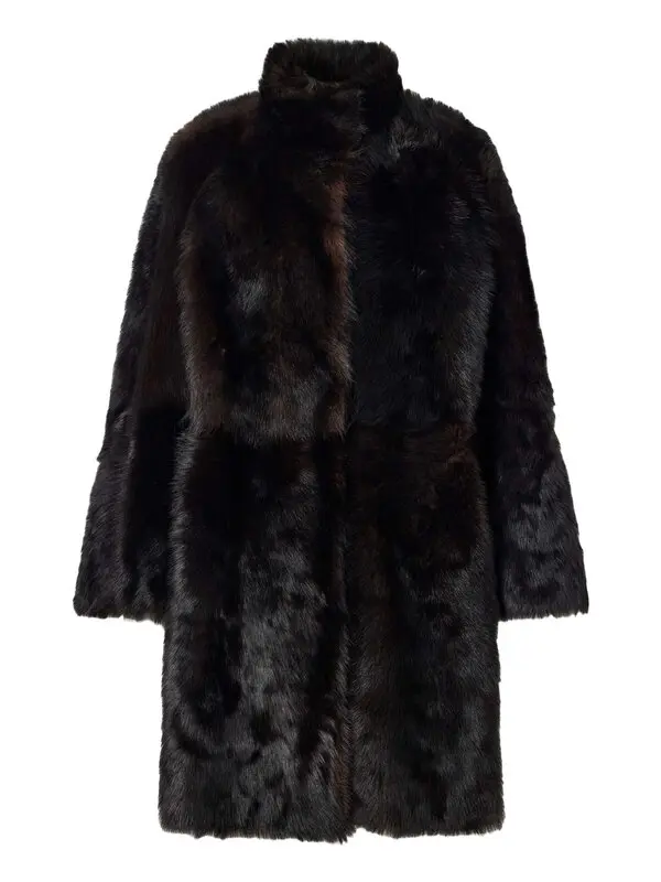 Nour Hammour Blaise Shearling Coat - Dark Brown