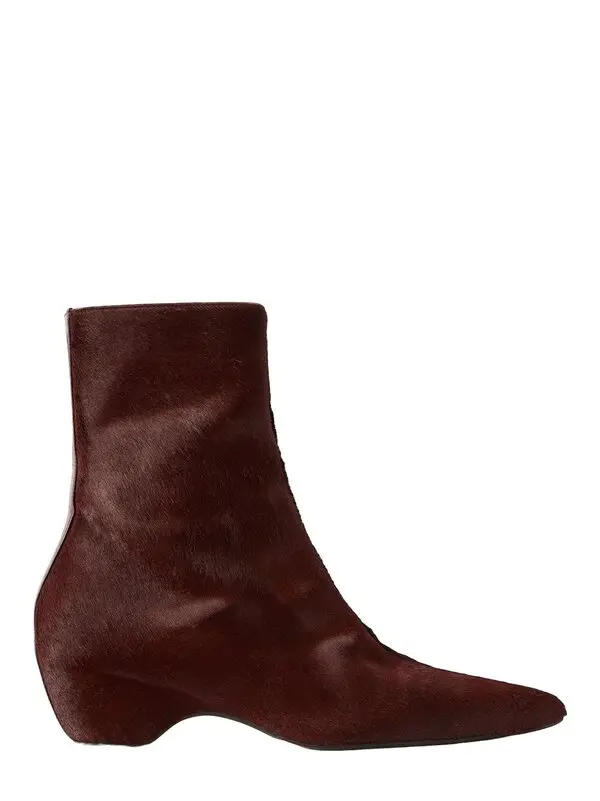Khaite Sybil Calf Hair Ankle Boots - Brown