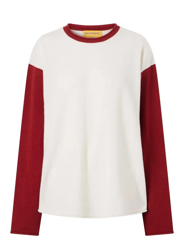 Guest In Residence Two-tone Cashmere Baseball Sweater - Cream