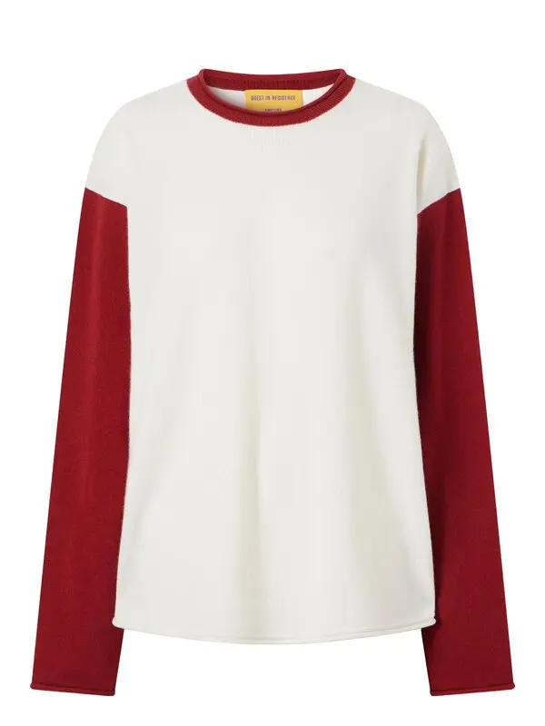 Guest In Residence Two-tone Cashmere Baseball Sweater - Neutrals