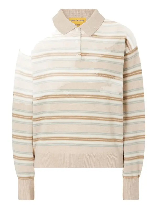 Guest In Residence Collegiate Striped Cashmere Polo Sweater - Brown