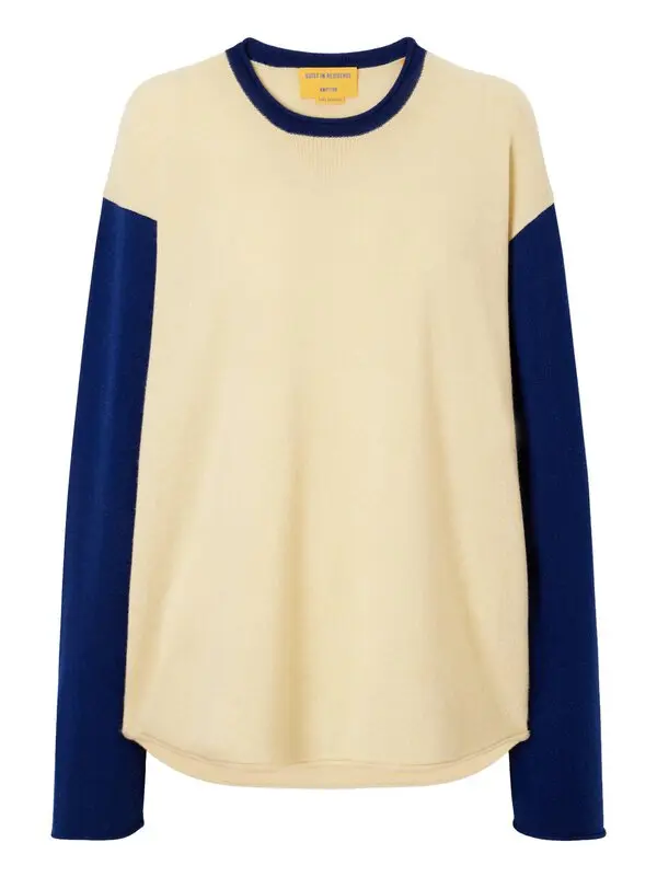 Guest In Residence Two-tone Cashmere Baseball Sweater - Yellow