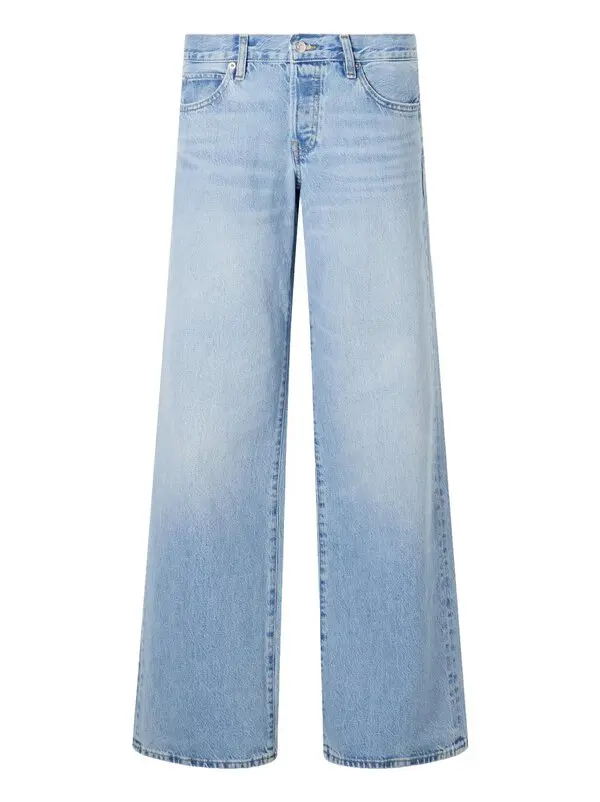 FRAME Gray Low-rise Wide-leg Jeans - Blue