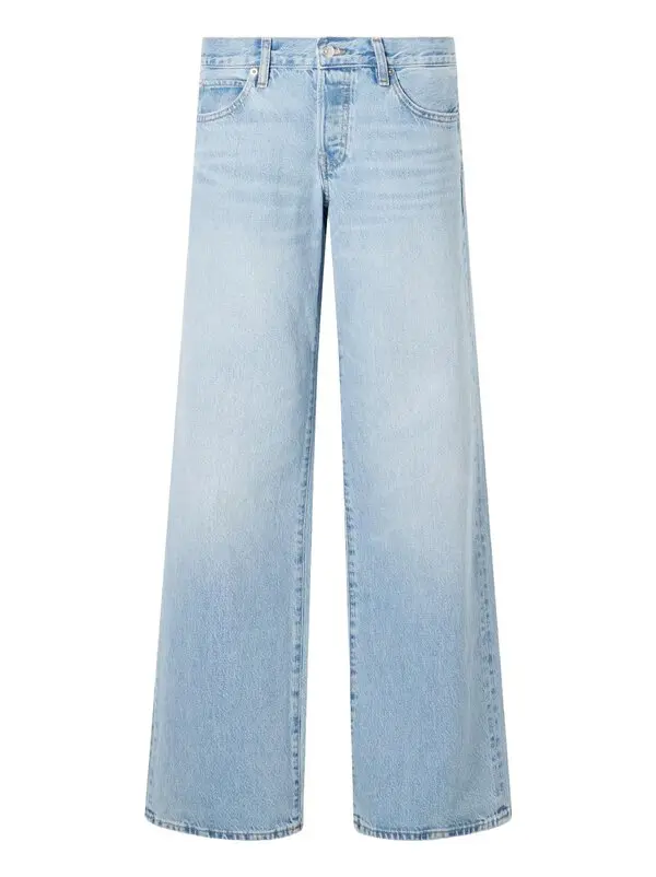 FRAME Gray Low-rise Wide-leg Jeans - Blue