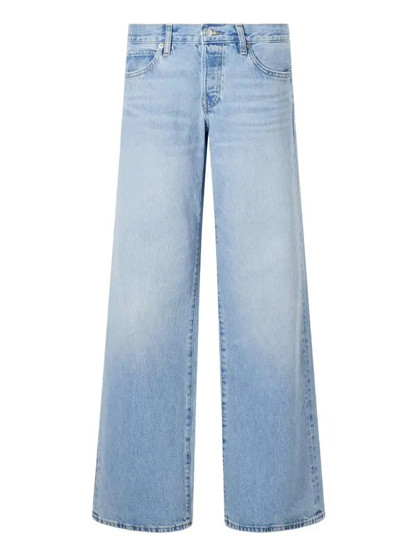 FRAME Gray Low-rise Wide-leg Jeans - Light Denim