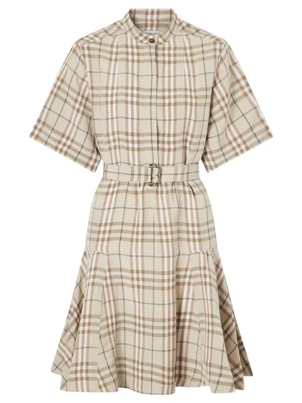 Burberry Checked Woven Mini Dress - Neutrals