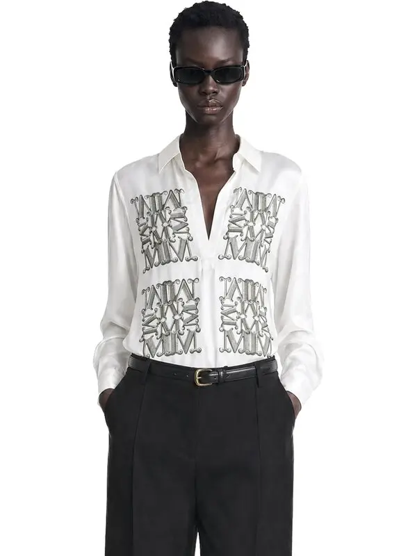 Max Mara Marabesque Print Silk Shirt - White