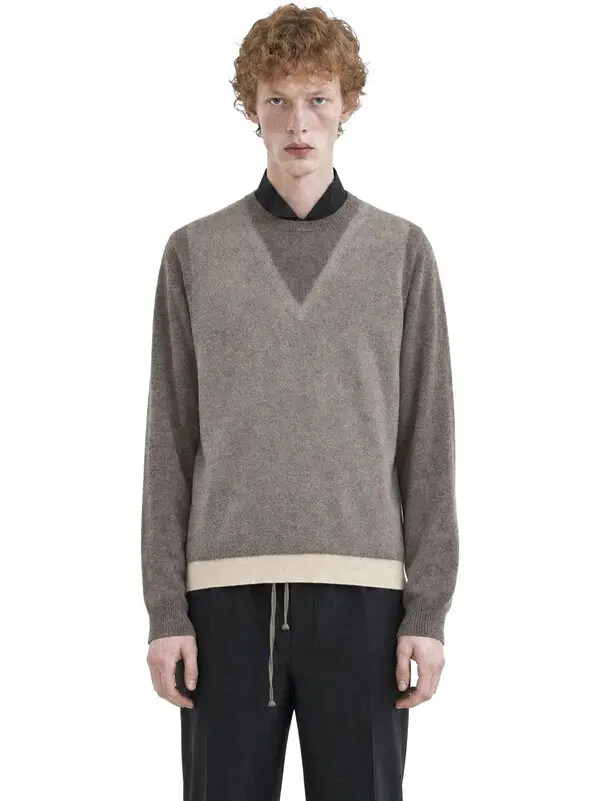 MAISON MARGIELA Fused Knit Wool Crewneck Sweater - Brown