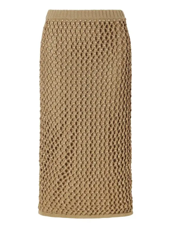 DIOTIMA Spice Beaded Crocheted Midi Skirt - Neutrals